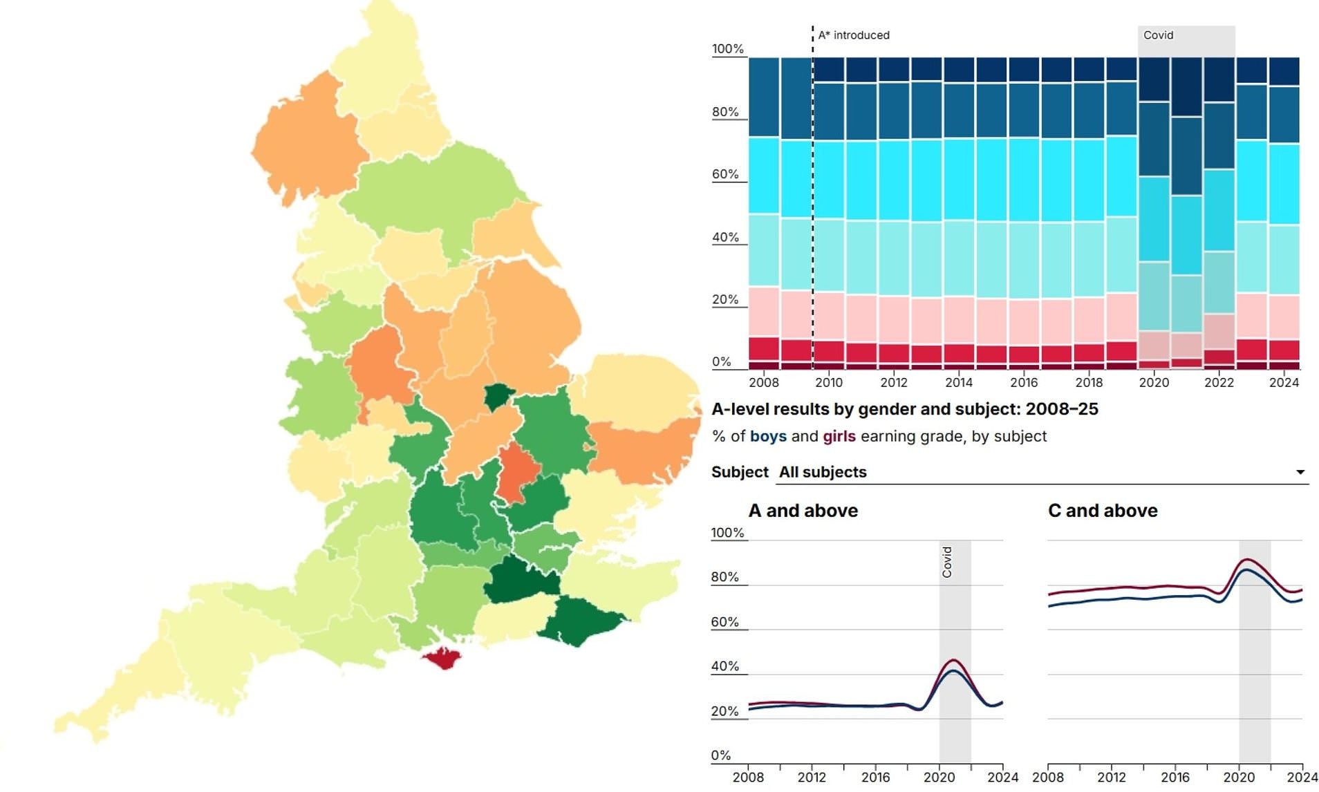 A-level results day 2025: Map and charts reveal A* hotspots and the ...