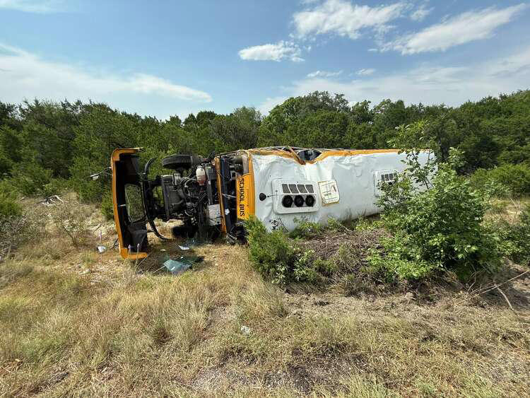 Rollover bus crash injures 17 on first day of school in Texas