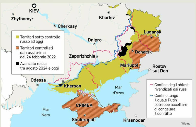 Ucraina, la nuova mappa dopo il vertice in Alaska: dal Donetsk russo a ...