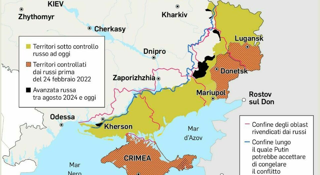 Ucraina, la nuova mappa dopo il vertice in Alaska: dal Donetsk russo a ...
