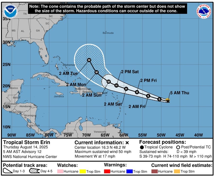 Tropical Storm Erin creeps in Atlantic. Will it become hurricane ...