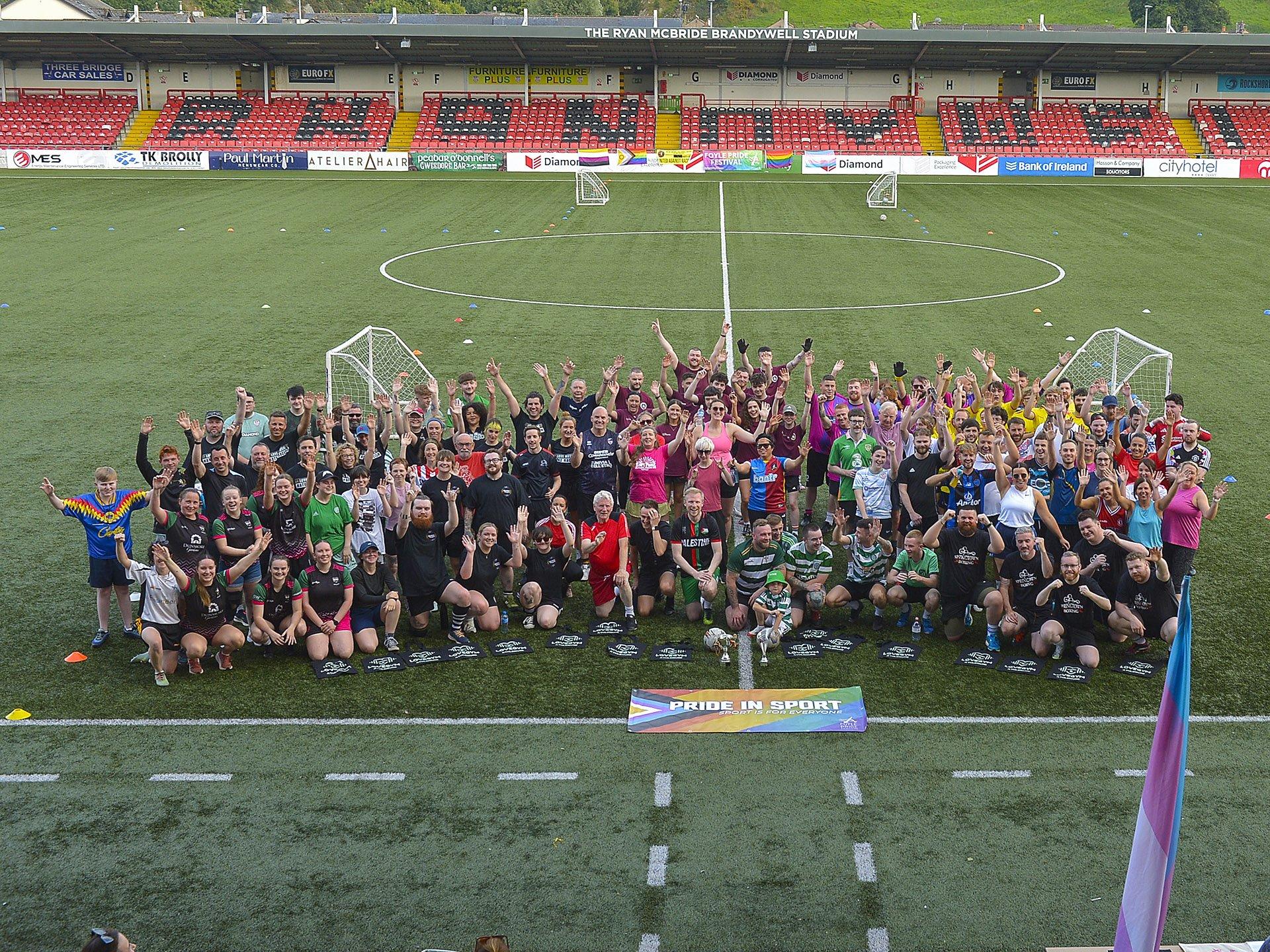 12 photos of the teams who took part in Foyle Pride's Football V Homophobia