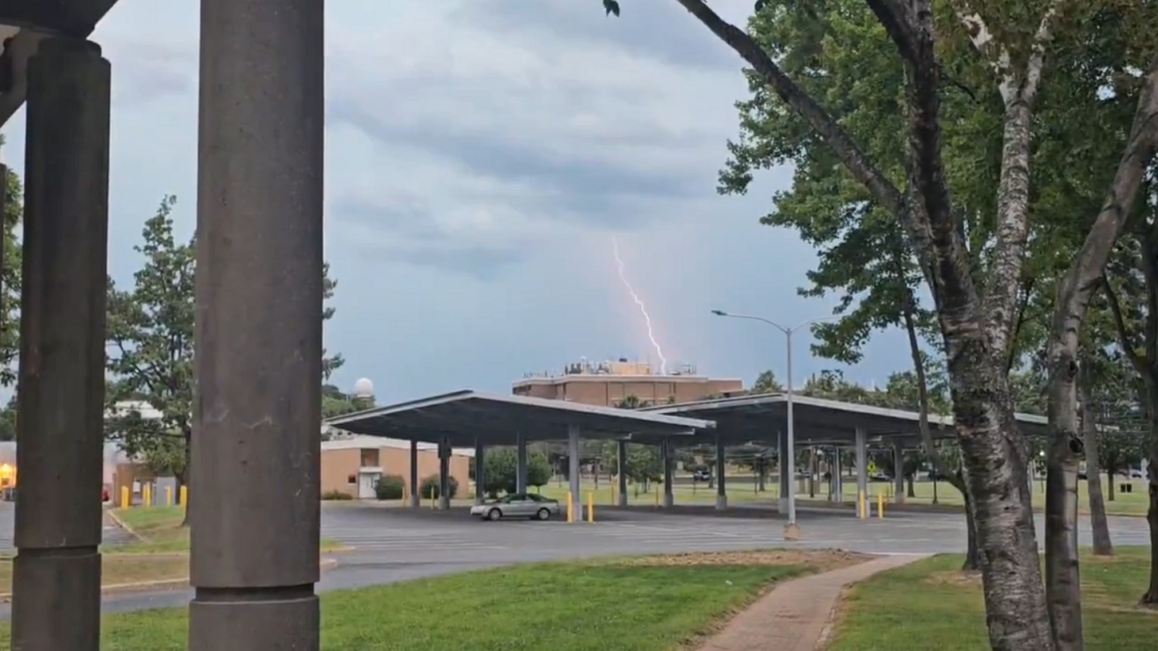 Lightning strikes through stormy skies in New Brunswick, New Jersey