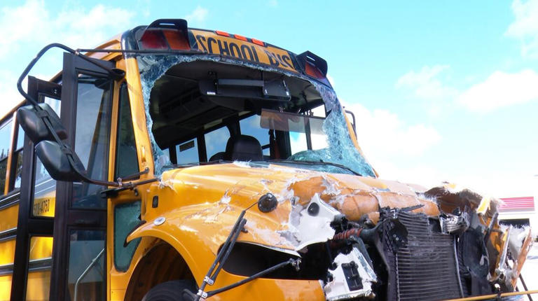 Officials: 9 injured after school bus collides with fuel tanker in Lee ...