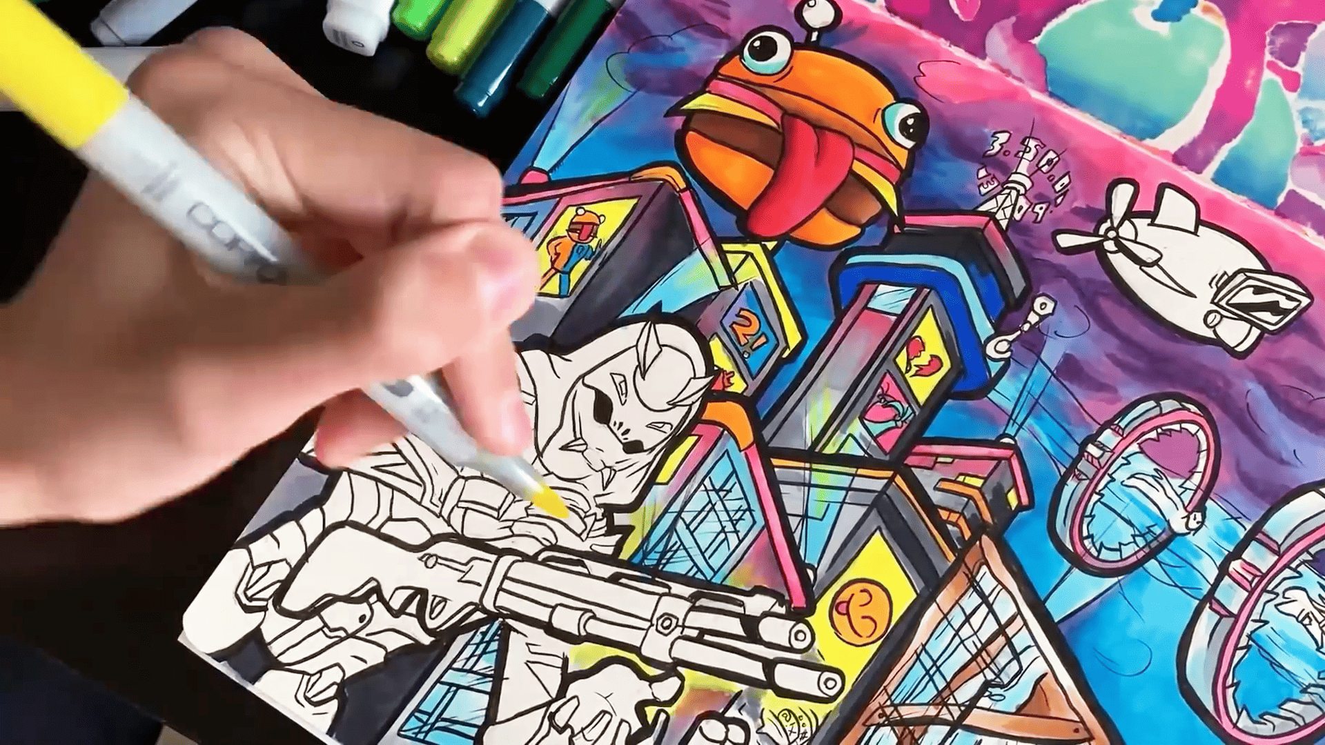 Fortnite Neo Tilted Illustration with Markers