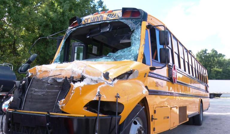 Officials: 9 injured after school bus collides with fuel tanker in Lee County