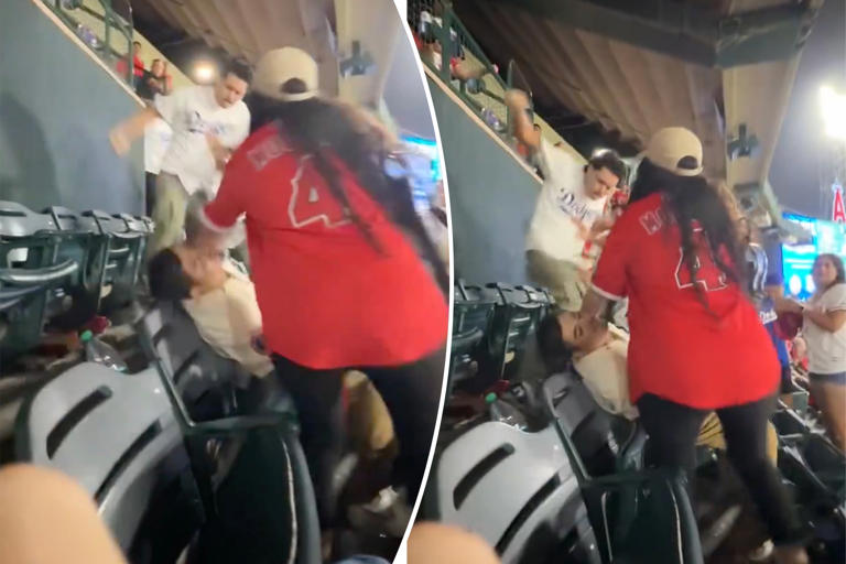 Angels and Dodgers fans get into ugly brawl that leads to two arrests