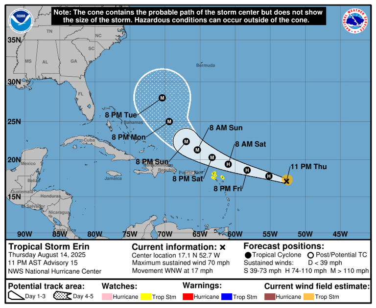 Wilmington weather update: The latest on Tropical Storm Erin