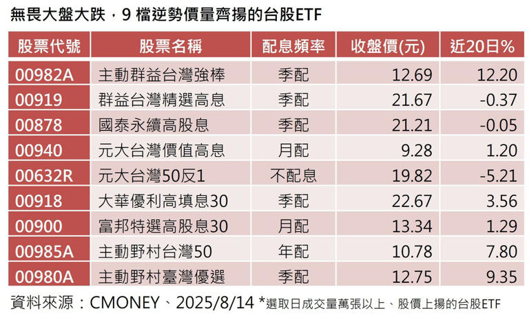 無畏大盤回檔！00982A首配8%逆勢價量齊揚 8/15日為最後買進日