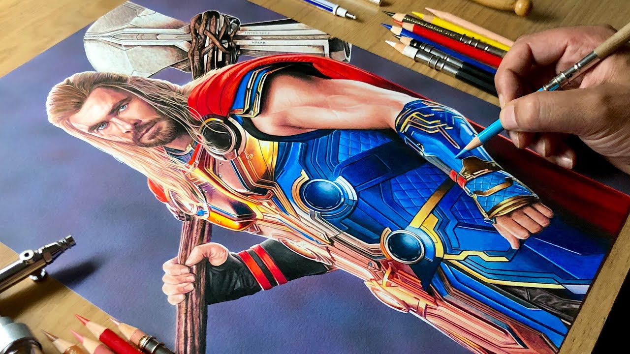 This Thor drawing time lapse looks almost too real to believe