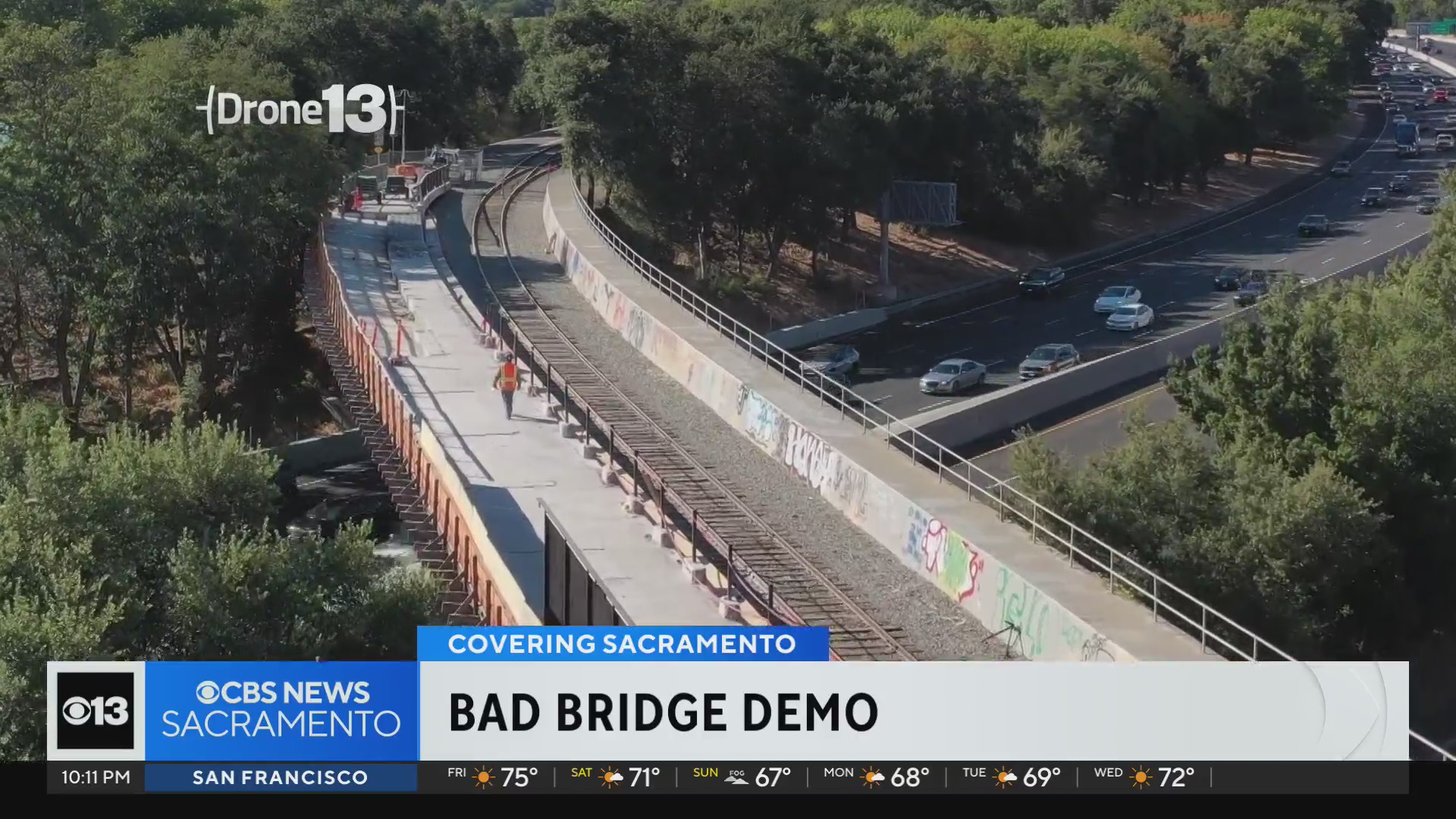 Demolition begins on Sacramento's "bad bridge" over I-5