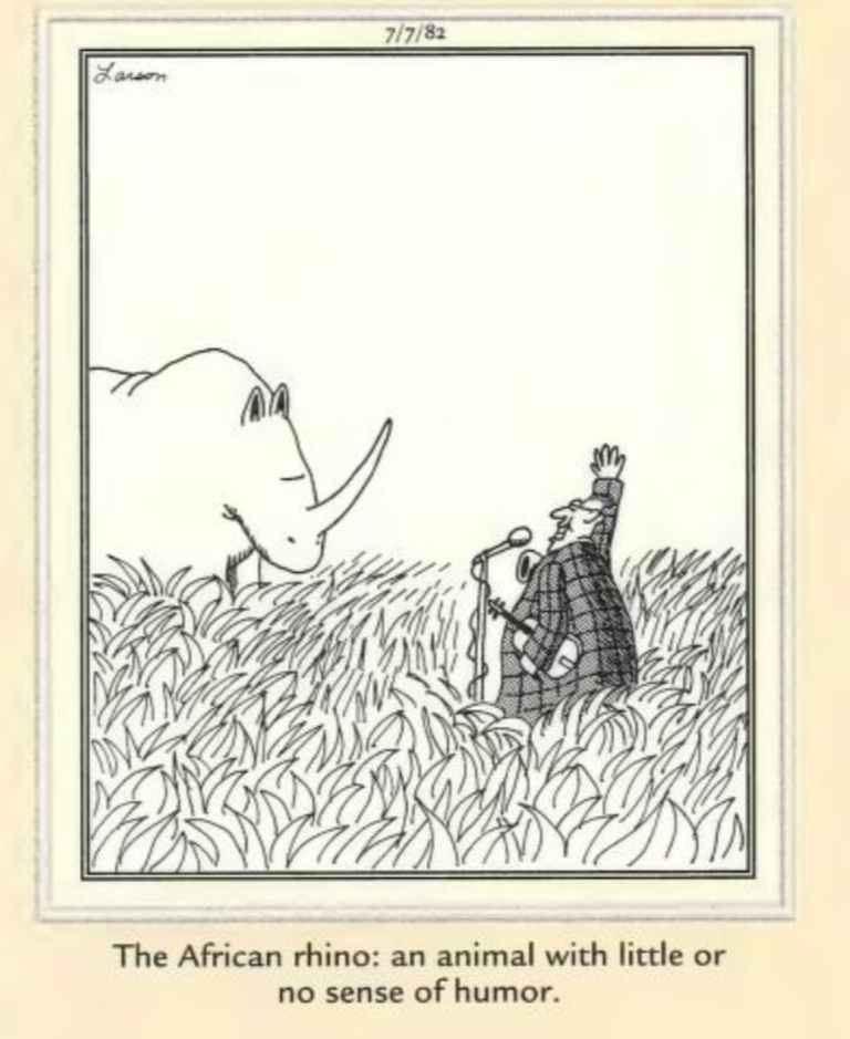 10 Funniest Far Side Comics featuring Rhinos, Ranked