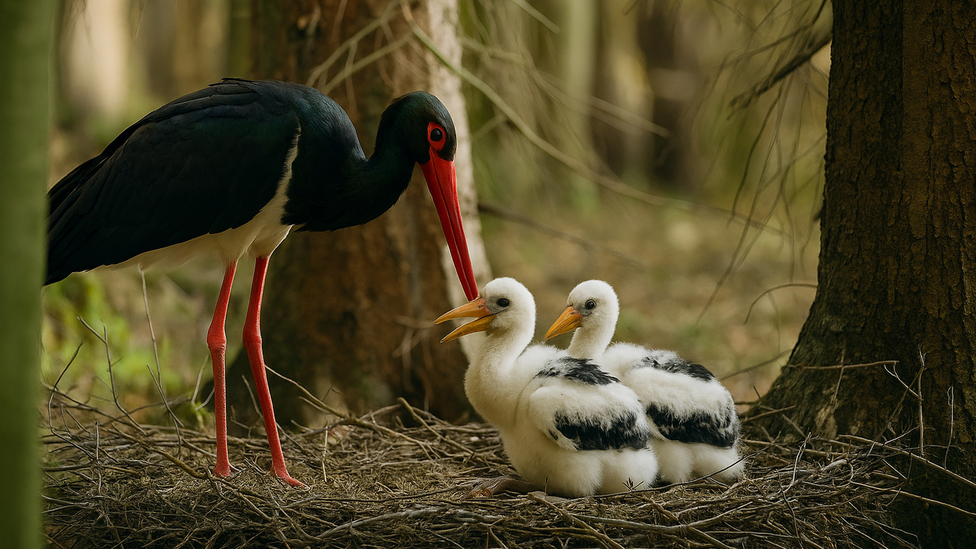 Sensation ornithologique – Nid au sol de cigognes noires (Ciconia nigra)