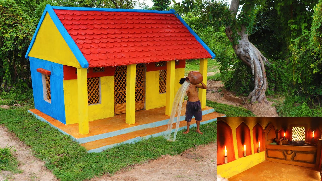 Building Stunning Colorful Mud Huts & Living in the Forest!