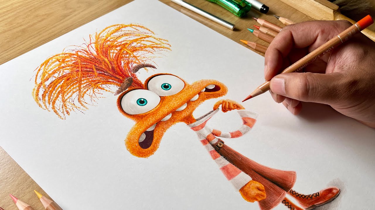 Anxiety Drawing! Inside Out 2 Character Art Using Colored Pencils (Time ...