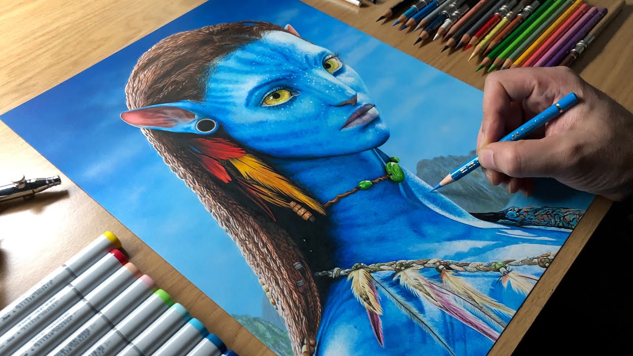 Drawing Neytiri from Avatar: Insane Realistic Fan Art Time-Lapse!