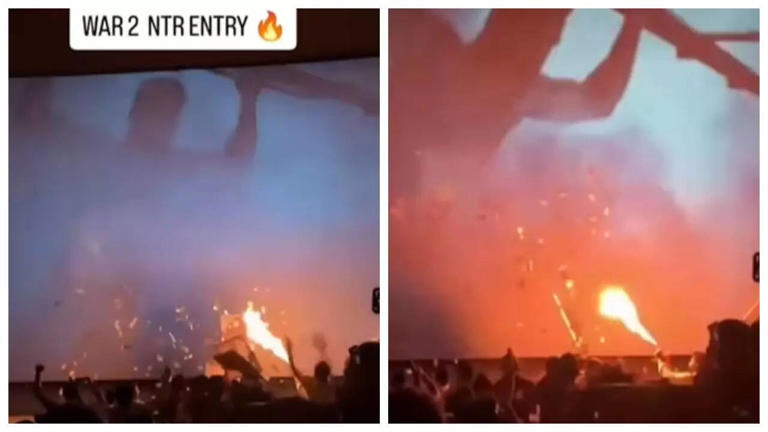'War 2': Did Jr NTR's fan light up a FLAMETHROWER inside theatre? Video ...