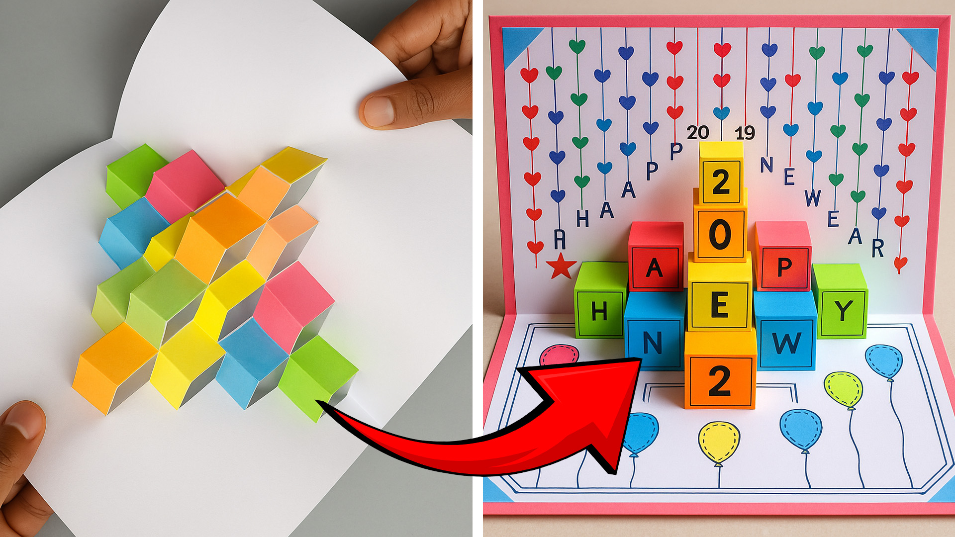 New Year Pop Up Card - DIY Handmade New Year Card Tutorial
