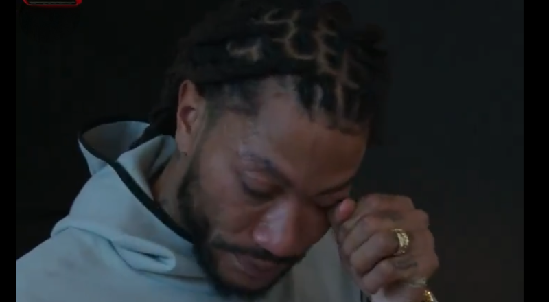 Derrick Rose tears up after Chicago Bulls reveals #1 jersey retirement ...