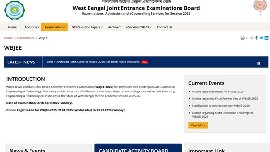 WBJEE 2025 Result Live: West Bengal JEE results, final answer key out ...