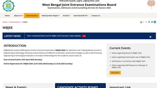 WBJEE 2025 Result Live: West Bengal JEE results, final answer key out at wbjeeb.nic.in, link here