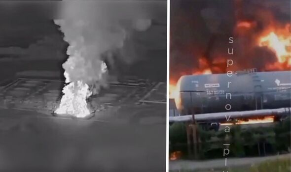 Russia burning as Ukraine launches massive strikes sparking huge fireball