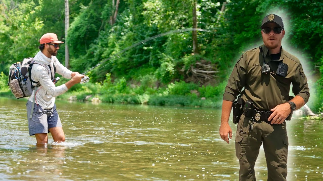 Slaying big fish in creek before the game warden arrives