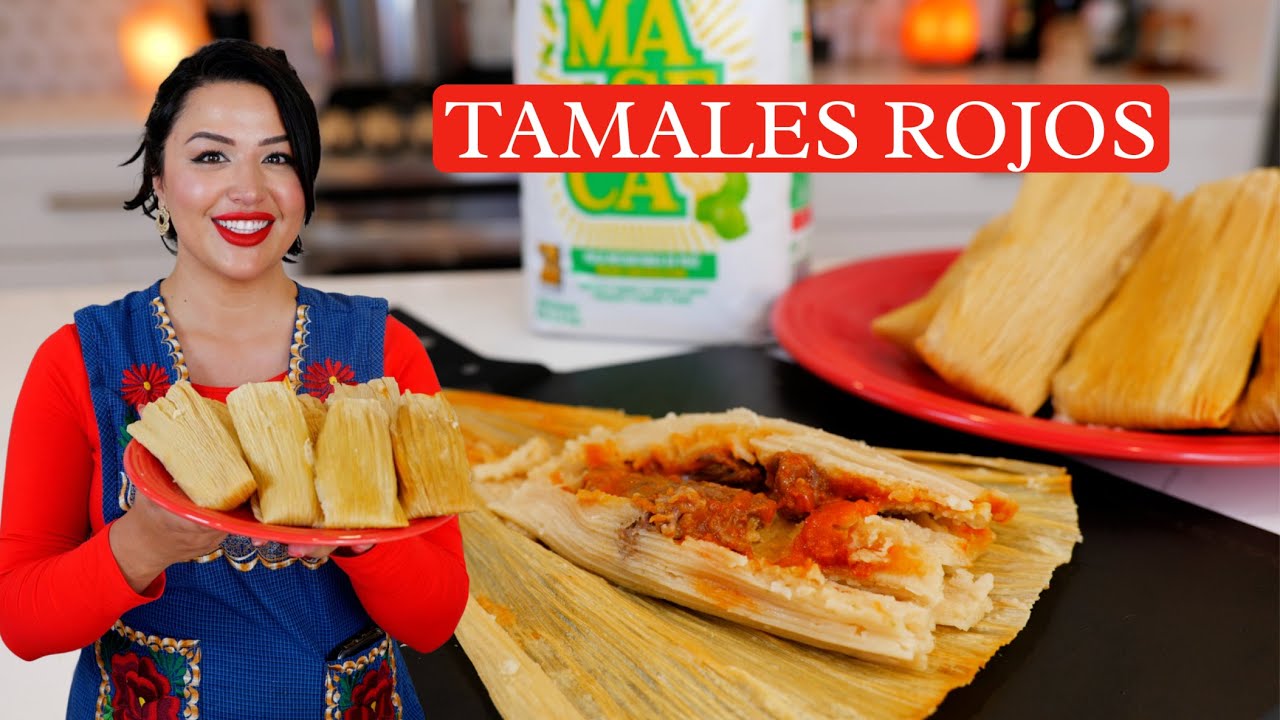 SMALL PORTION of SUPER EASY RED BEEF TAMALES RECIPE | Tamales Rojos de Res