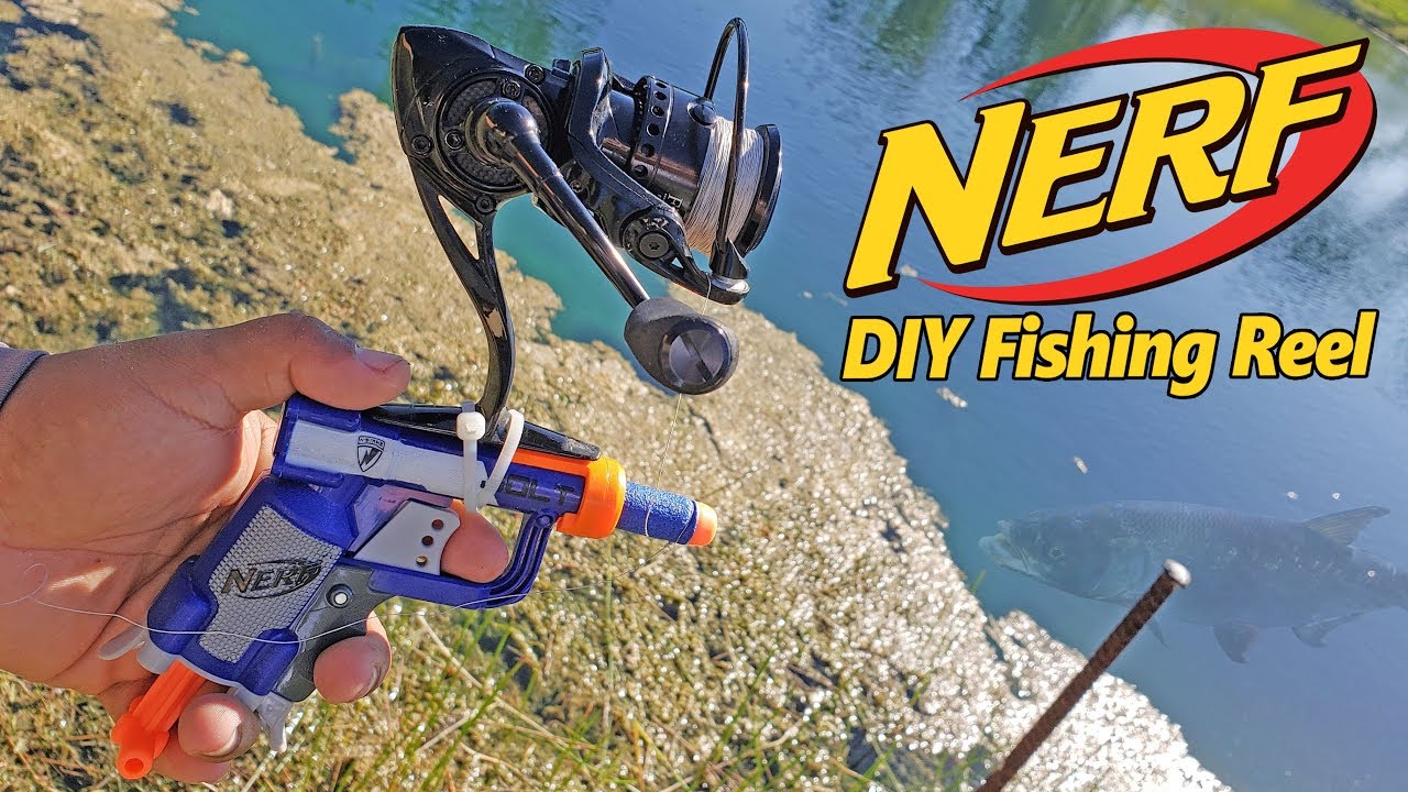 Nerf Gun Fishing Reel DIY - Catching Massive Pond Monsters