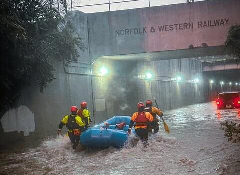 Swift Water Rescue Team rescues 7 from flooded vehicle in Roanoke