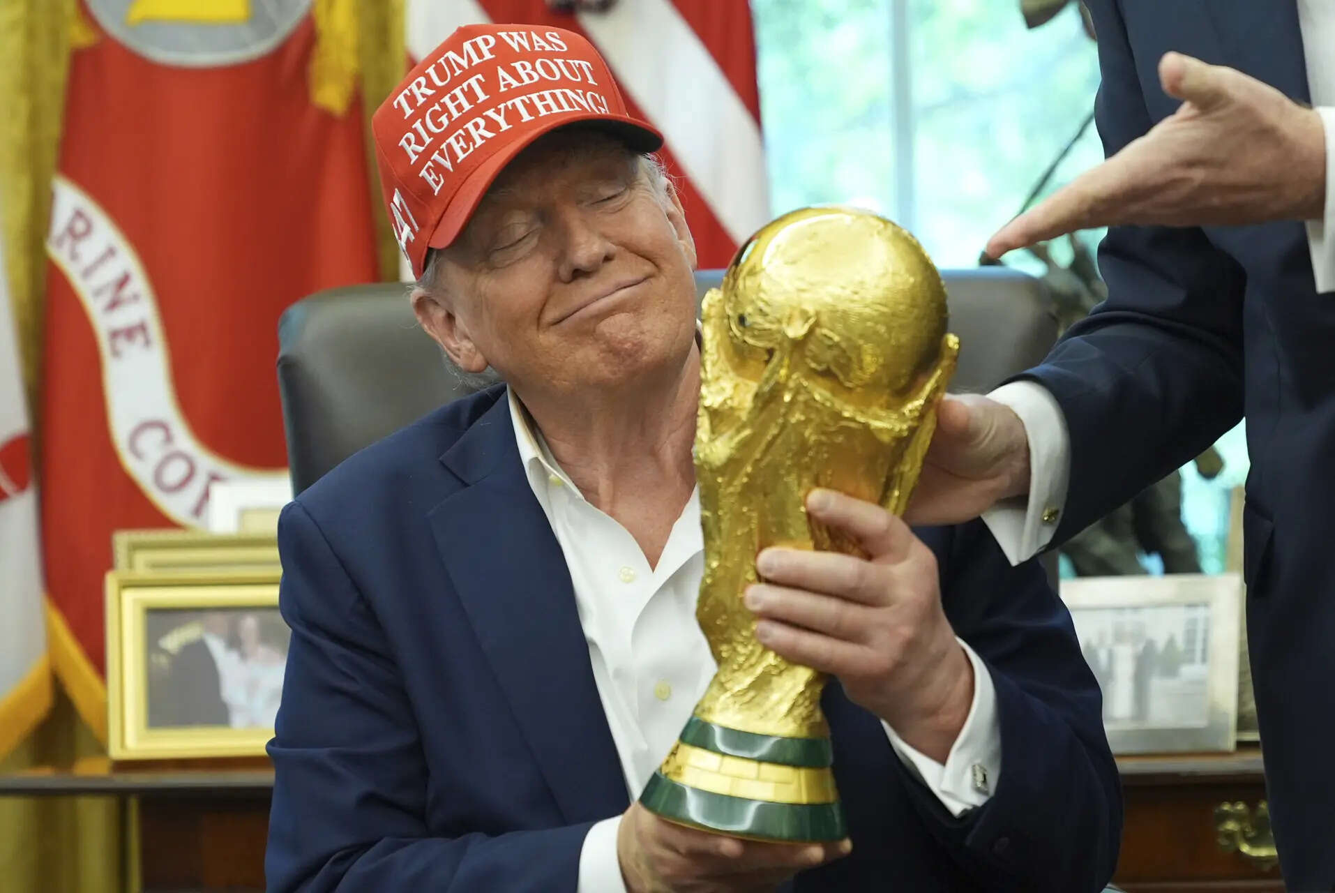 Trump jokes about keeping golden FIFA World Cup trophy; says Putin “may ...