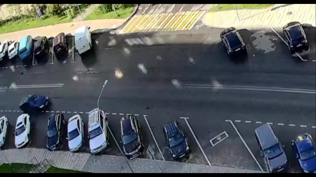Pit bike and car collide in Moscow, Russia