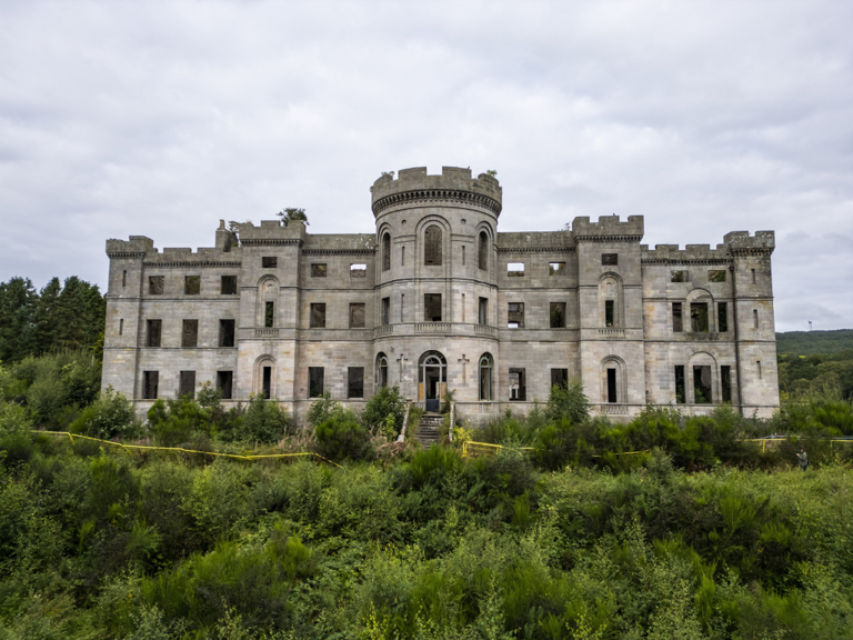 Nature reclaiming abandoned castle