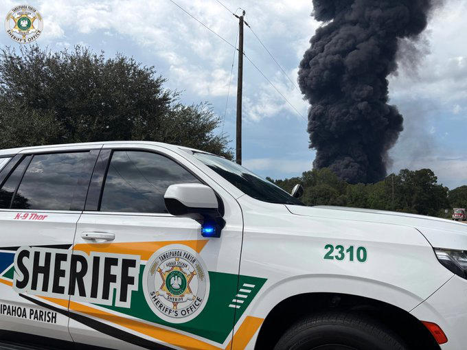 Massive fire after explosion at Louisiana business