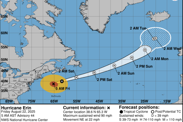 Hurricane Erin mapped: Tracking areas impacted by storm surge and 20 ...