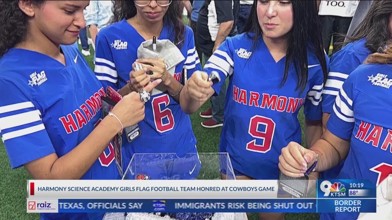 Harmony girls team celebrated before Cowboys game
