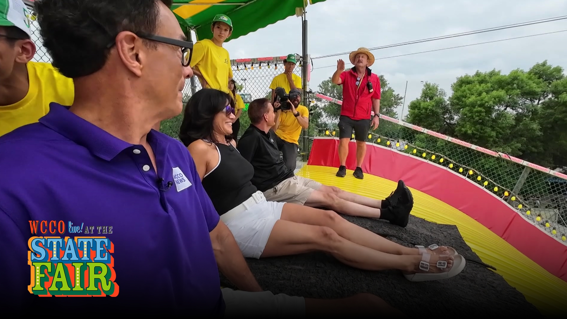 WCCO's evening team takes on the Giant Slide