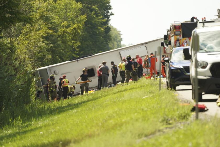 New York tour bus crash on interstate highway leaves 5 dead and many ...