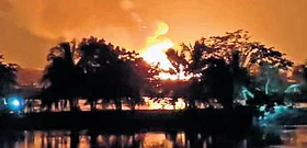 Massive fire as ONGC pipeline leaks in Yanam