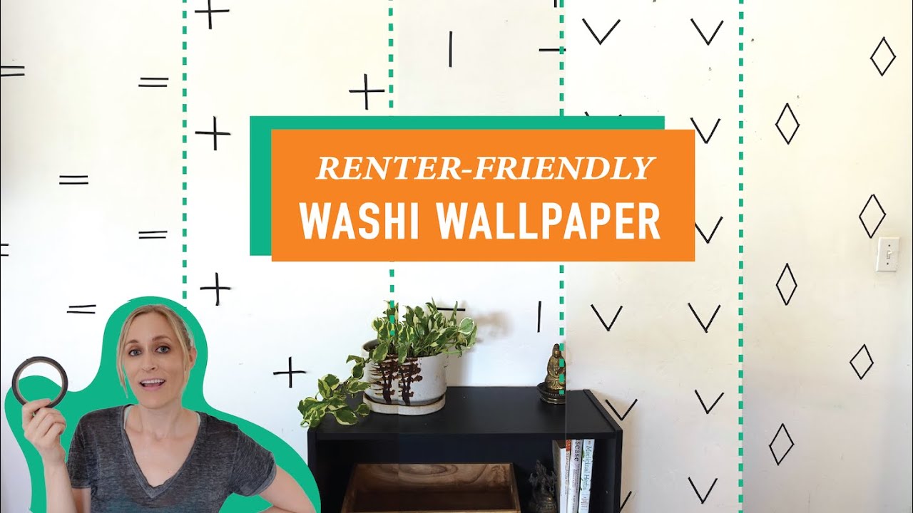 Fake a wallpaper accent wall with washi tape and bold patterns