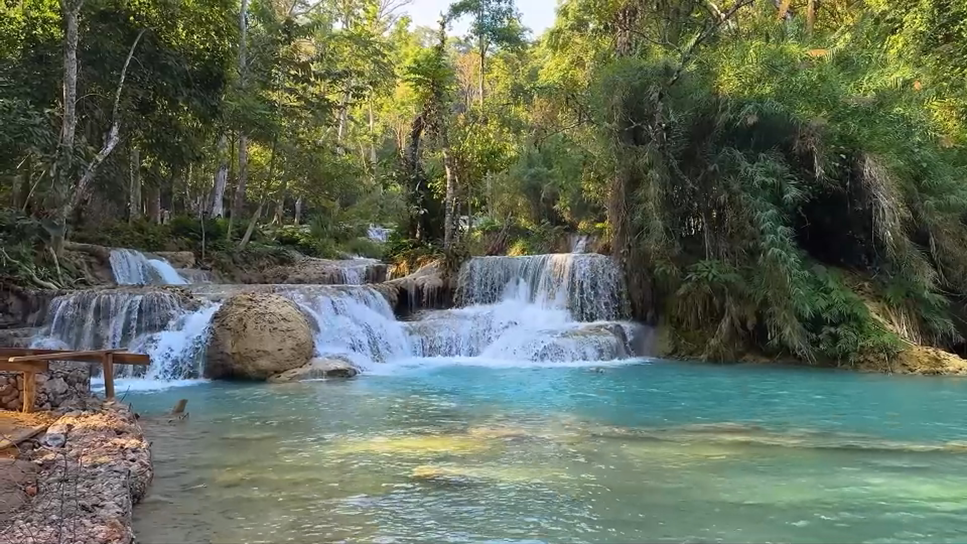 LAOS - Arrival and Visit to Kuang Si Waterfall