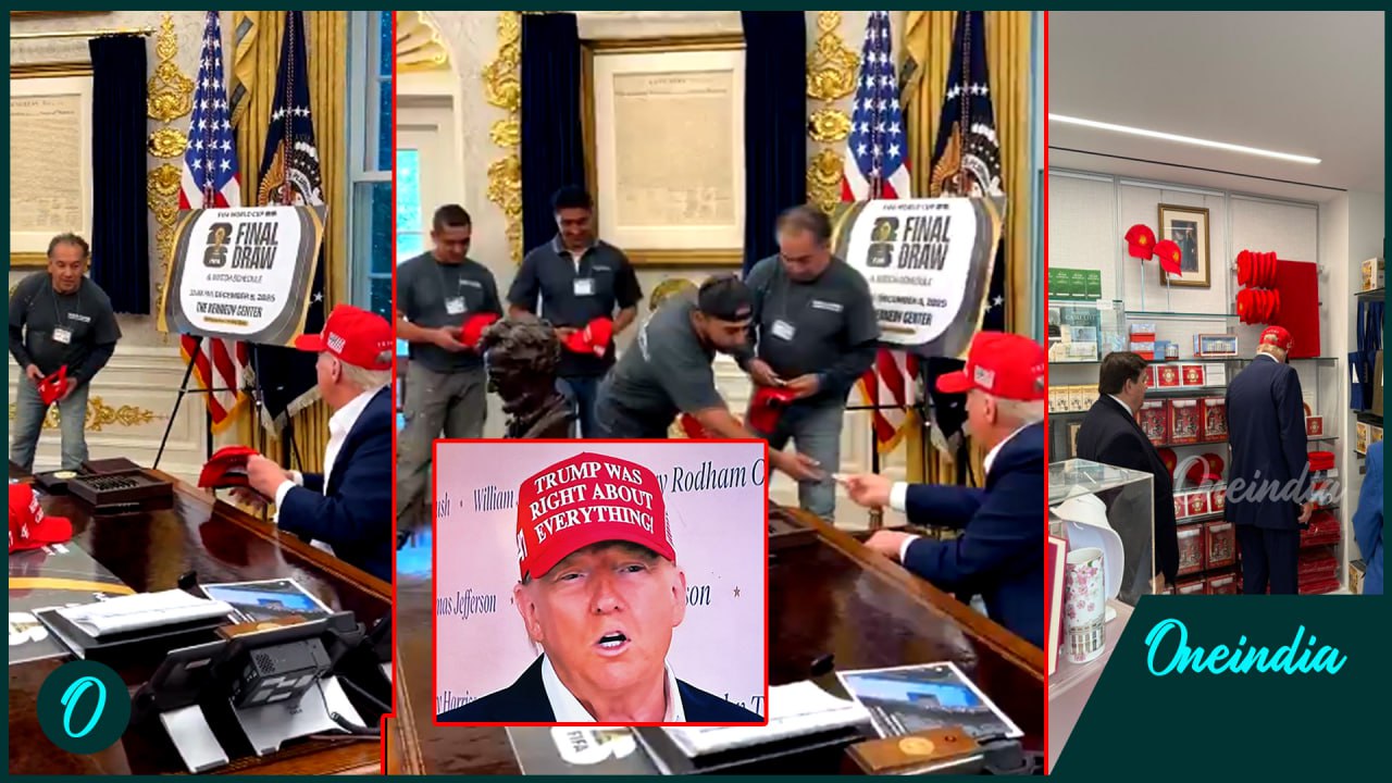 Donald Trump wears a bold red hat declaring “I’m Right About Everything”