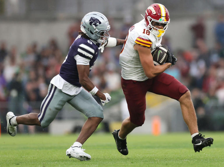 Tight end Ben Brahmer dominates in first half of Iowa State football vs ...