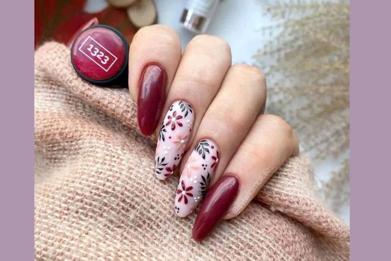 7 Nail Art Maroon Motif Buat Tampilan Lebih Elegan