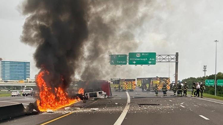 FHP: Man hospitalized after fiery crash on access road to I-4, US 92 in ...