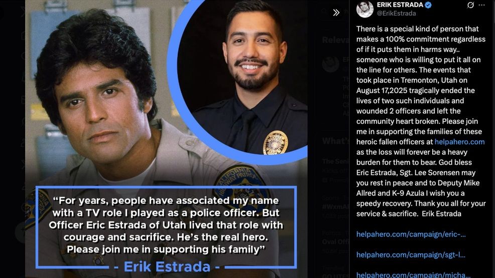 ‘CHiPs’ actor Erik Estrada posts heartfelt note about Utah officers ...