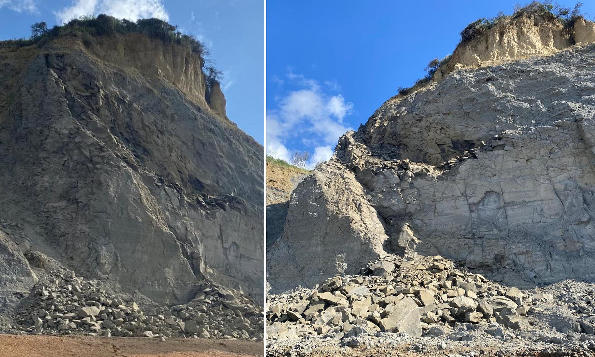 Moment massive rockfall sends '5,000 tonnes of earth' tumbling off ...