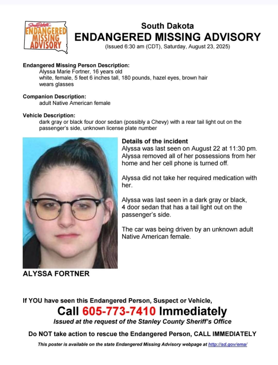 Endangered missing advisory issued for 16-year-old girl