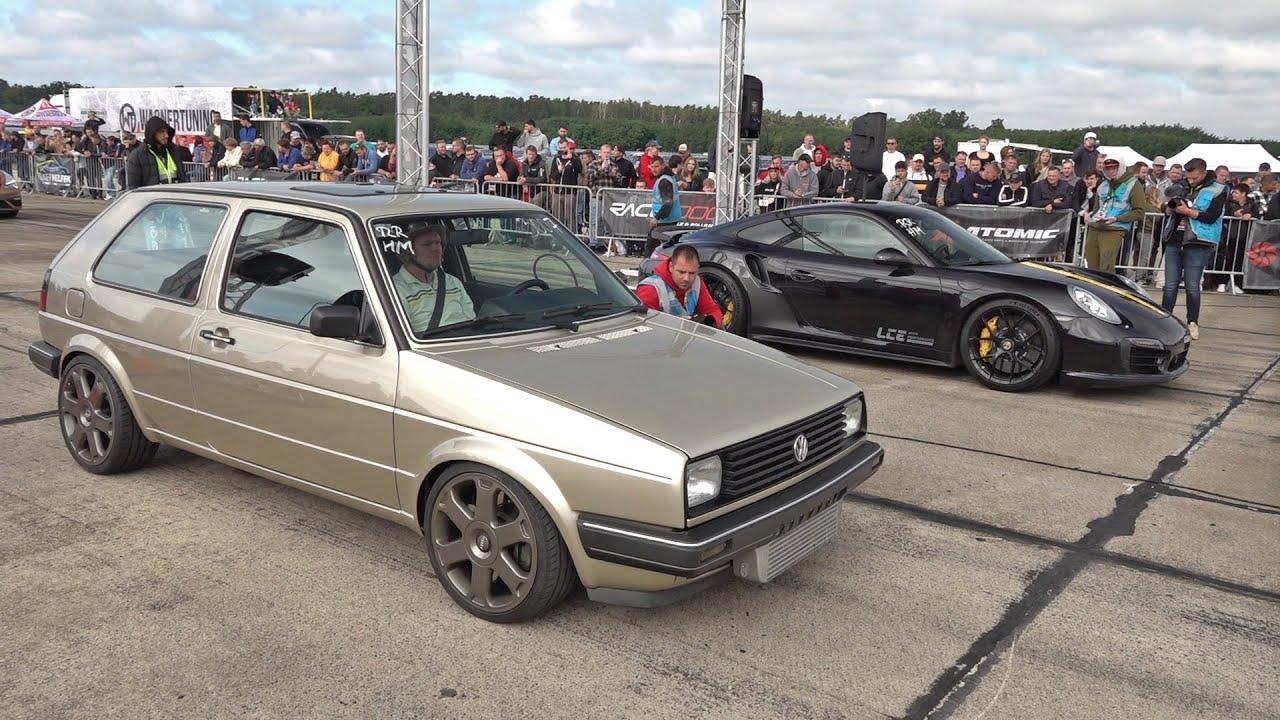 750HP Golf 2 VR6 Turbo vs 740HP 991 Turbo S