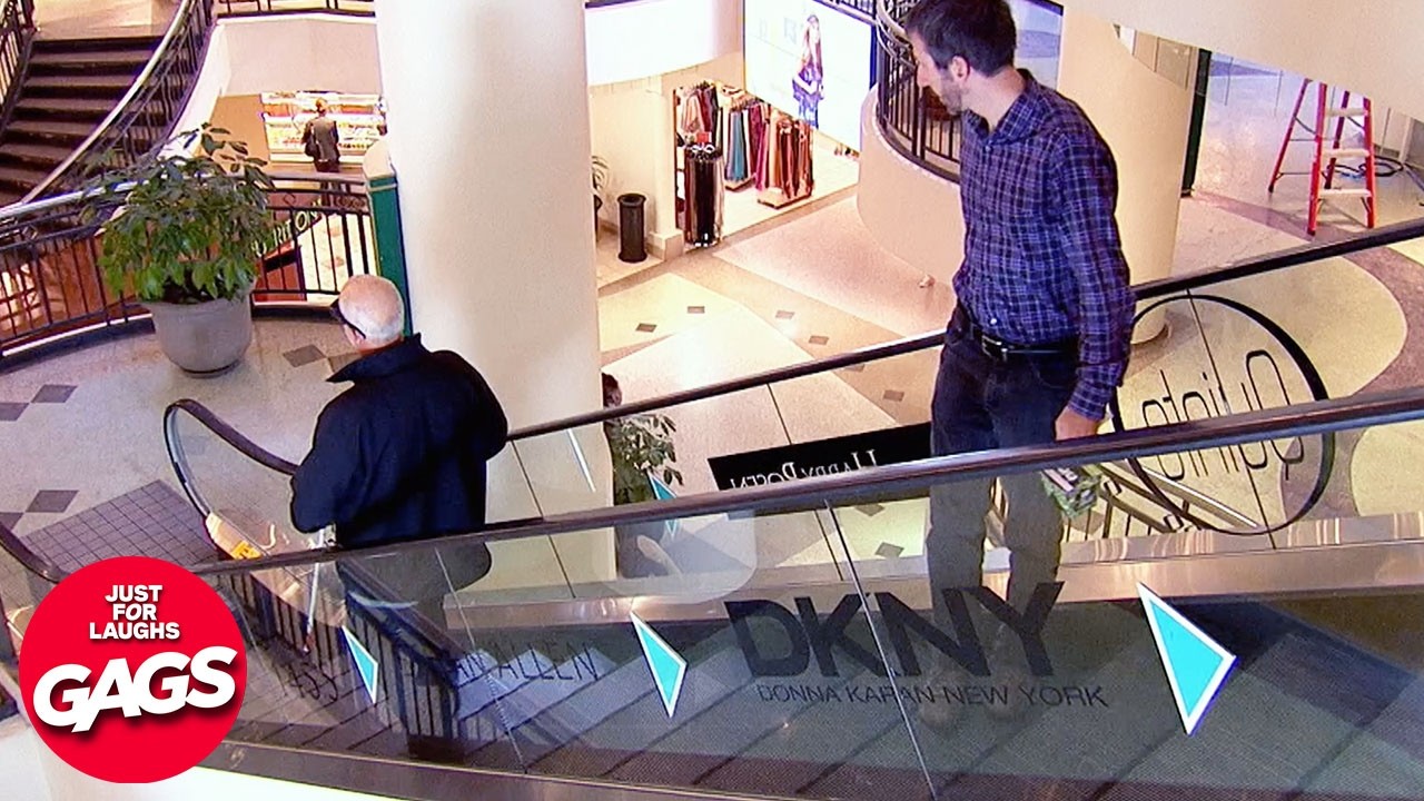 Hilarious Mall Escalator Prank | Just For Laughs Gags
